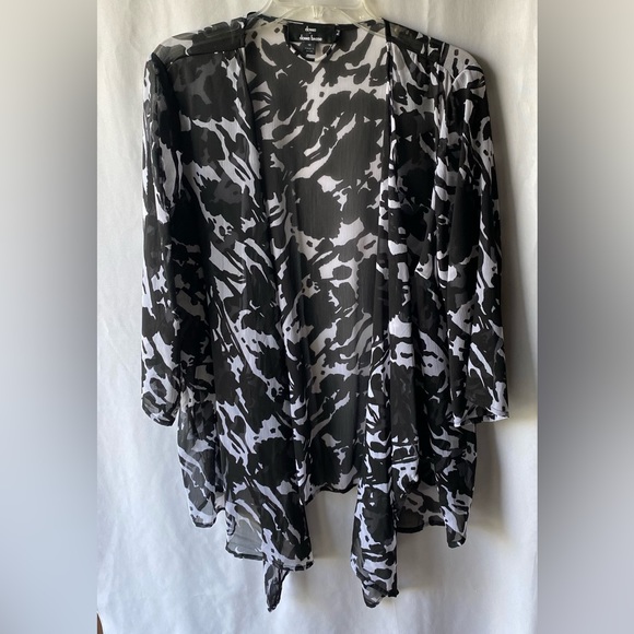 Dennis Basso Tops Womens Lovely Lightweight Dennis Basso Geometric Sheer Duster Overshirt X